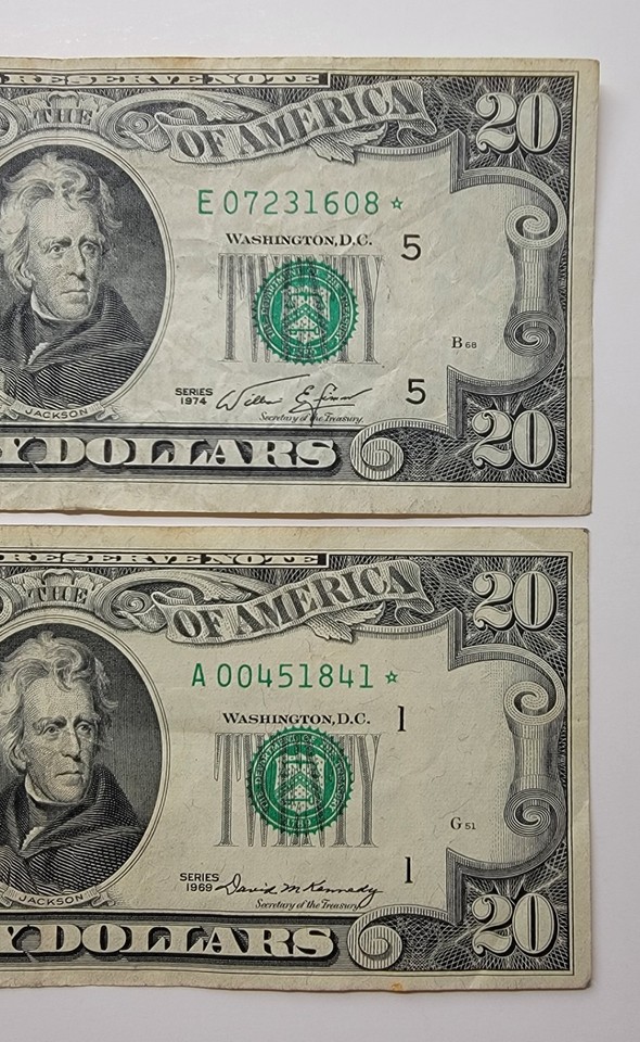 1969-1974 *STAR* Twenty Dollar Federal Reserve Notes ($20 Lot of 2) | eBay