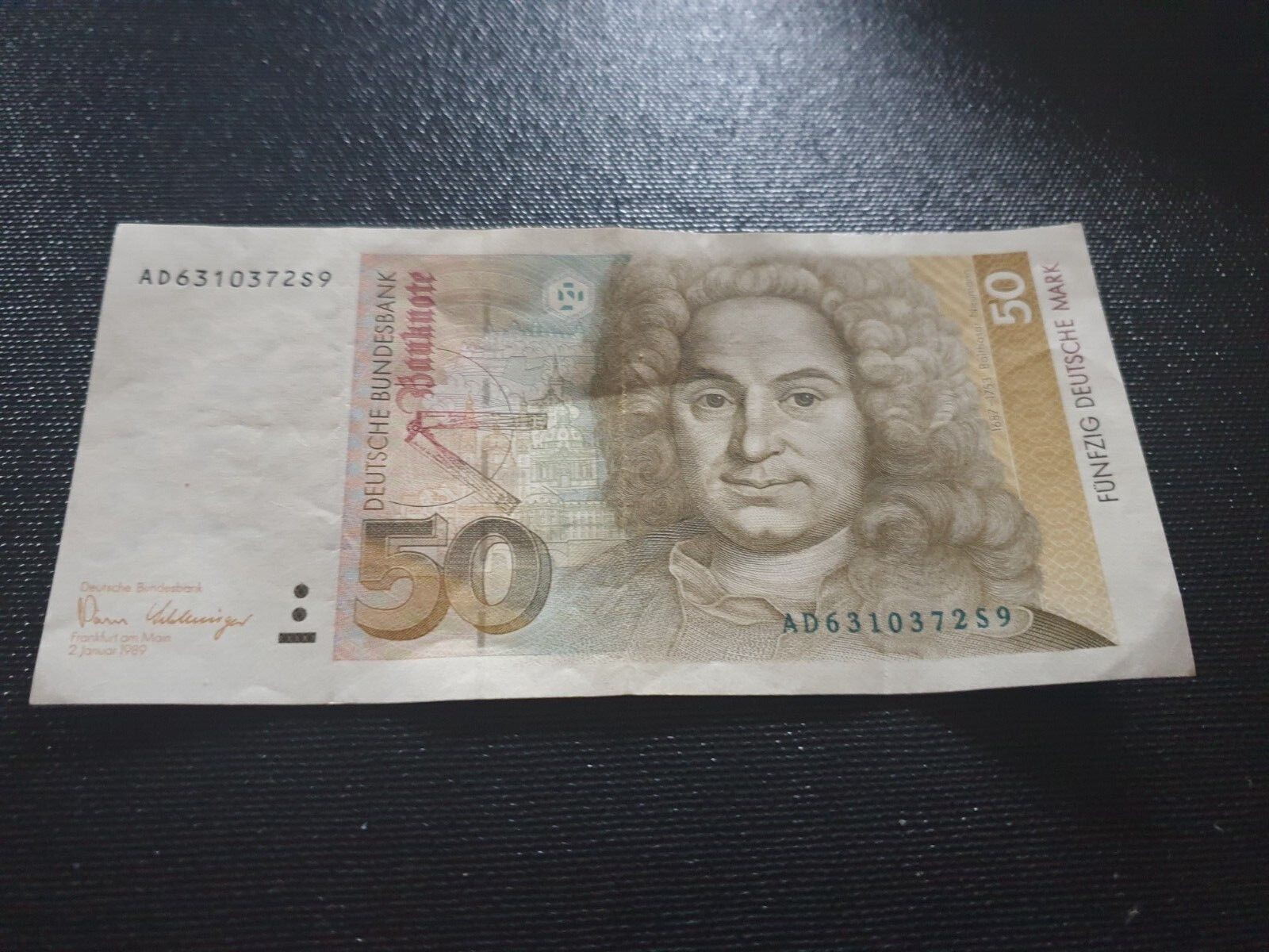 50 DM Geldschein Deutsche Mark Banknote 2.Januar 1989 AD6310372S9 | eBay.de