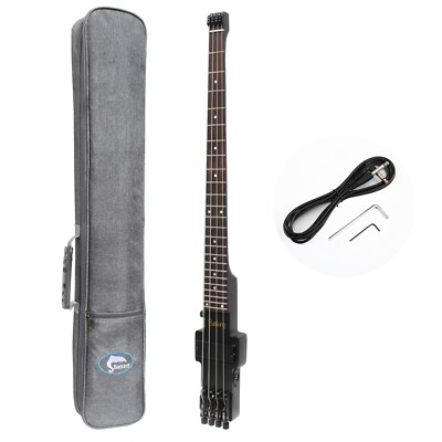 Headless Traveler Bass Ultra-Light Bass Guitar W/Padded Bag Satin Black ...