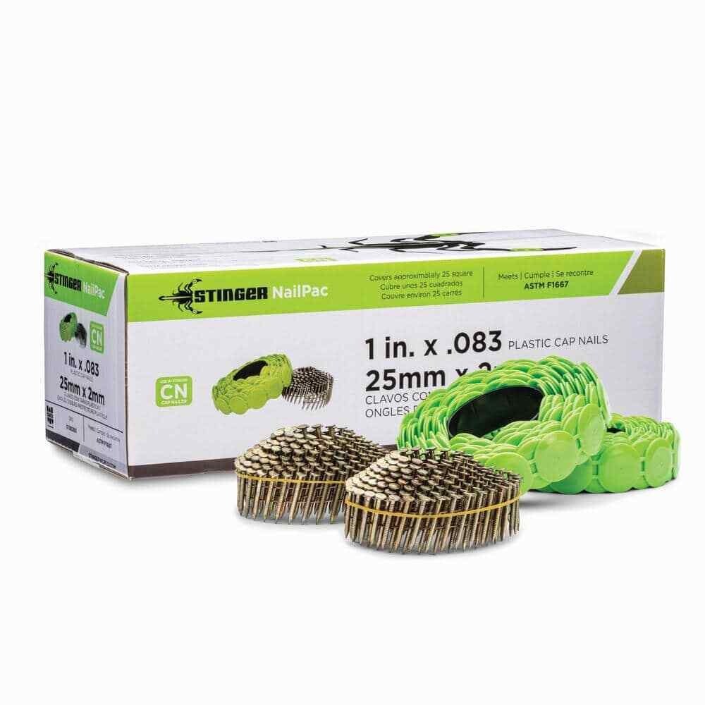 Stinger Nailpac 1 in. x .083 collated roofing nail with cap (2000-pack ...