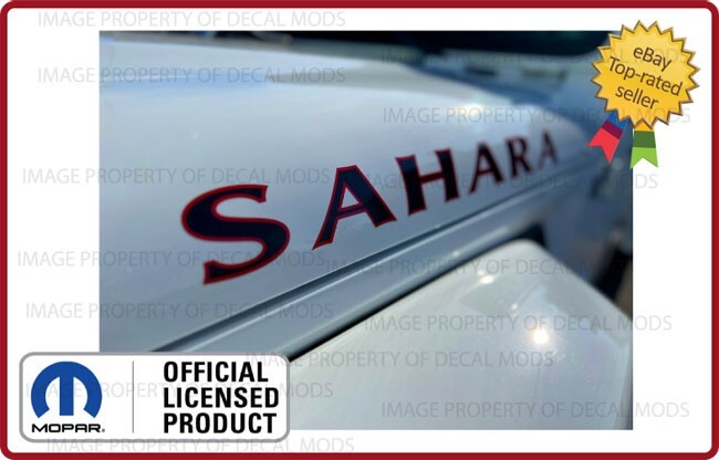 Set of 2: Jeep Wrangler SAHARA Hood decals stickers graphics red black ...