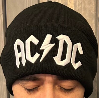 AC/DC Beanie Cap Rock & Roll Black With White Logo One Size Brand New ...