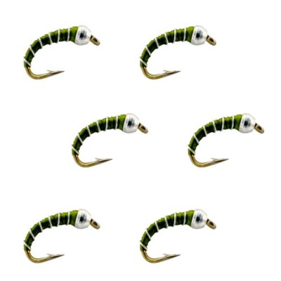 ZEBRA MIDGE Bead Head Nymph - Fly Fishing Trout Flies - Olive, Hook ...