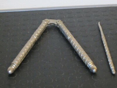 Vintage nutcracker with pick set, metal, silver, retro, kitchenware ...