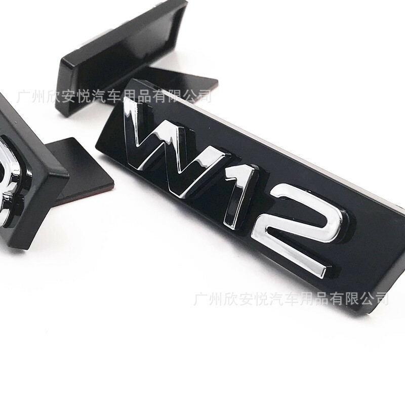 Chrome ABS W12 Car Front Grille Emblem Badge Decals Sticker V8 V6 A S ...