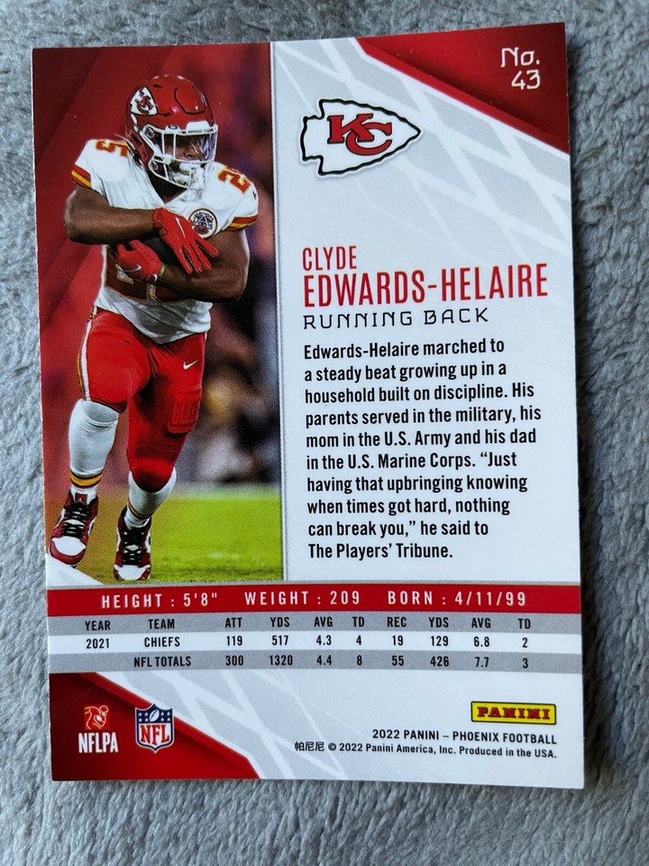Clyde Edwards-Helaire #43 - 2022 Panini Phoenix - Colorburst Parallel ...