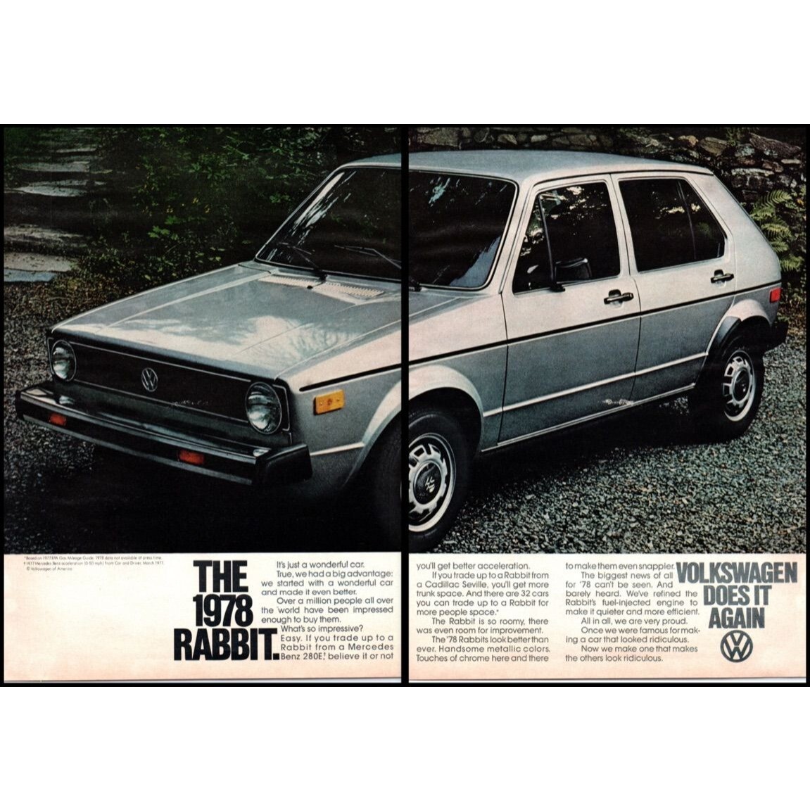 1978 Volkswagen VW Rabbit 4 Door Hatchback 2 Page Vintage Print Ad Wall ...