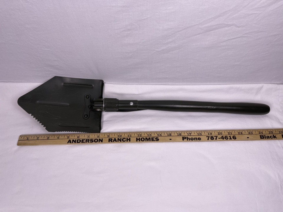 Vintage Military Style Folding Entrenching Shovel E-Tool Spade Wooden ...