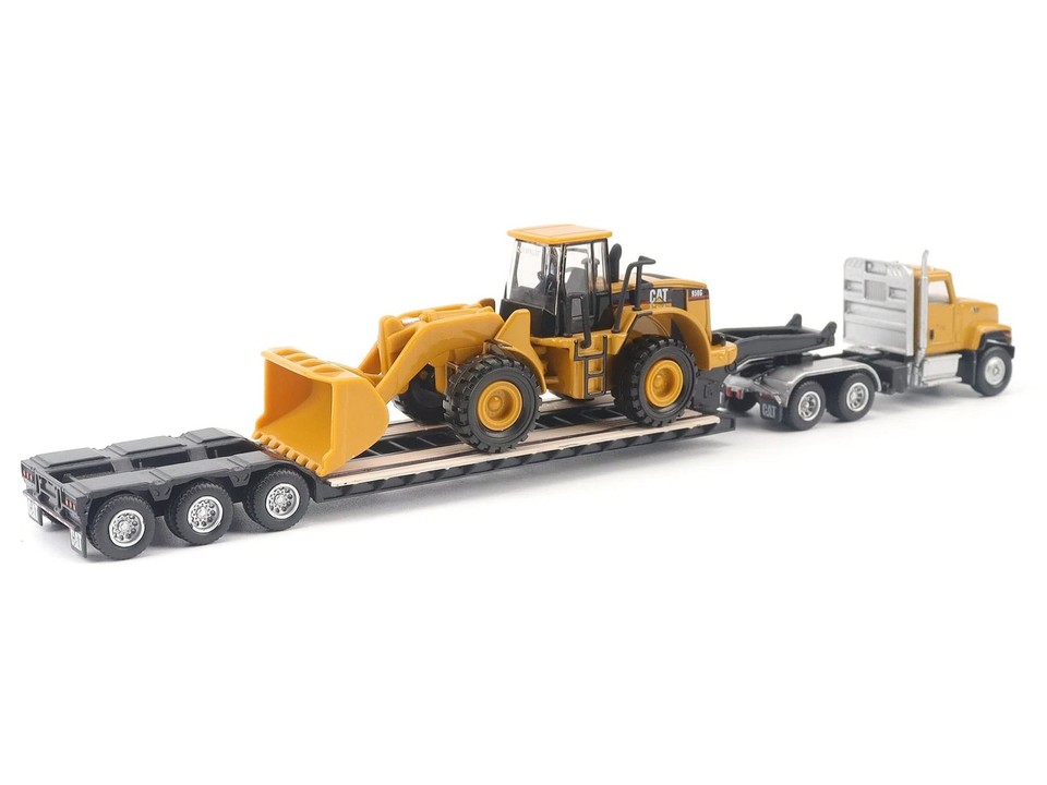CAT Caterpillar CT681 Day Cab Tractor Yellow with Lowboy Trailer and ...