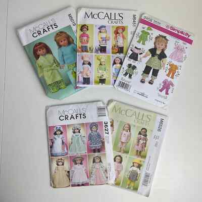 5x McCall's + Simplicity Sewing Patterns Doll Clothes — 2458 3627 5019 ...