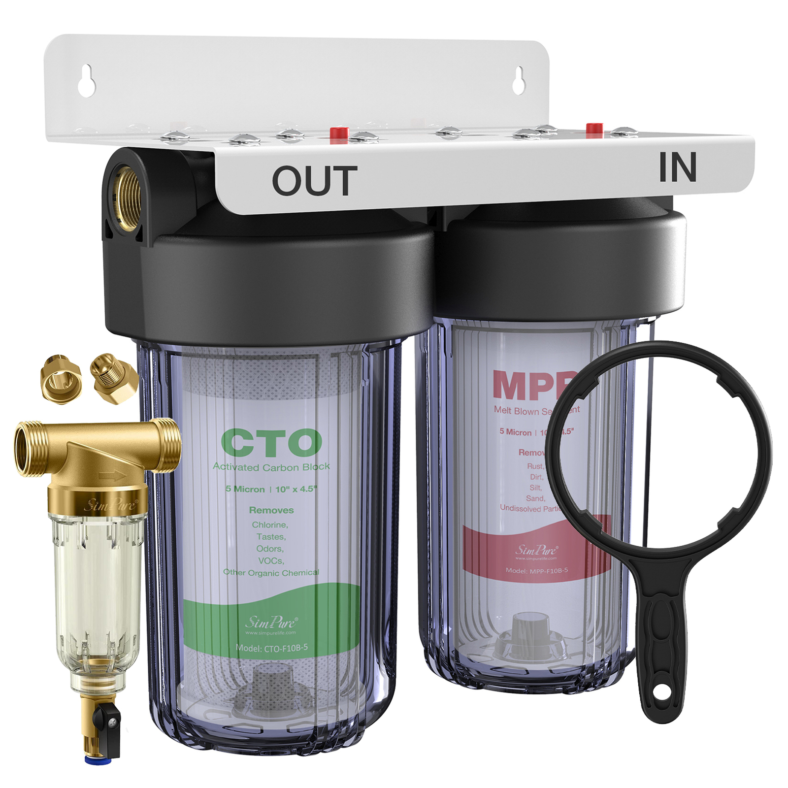 2-Stage Whole House Water Filter System, Spin Down Sediment Filter for ...
