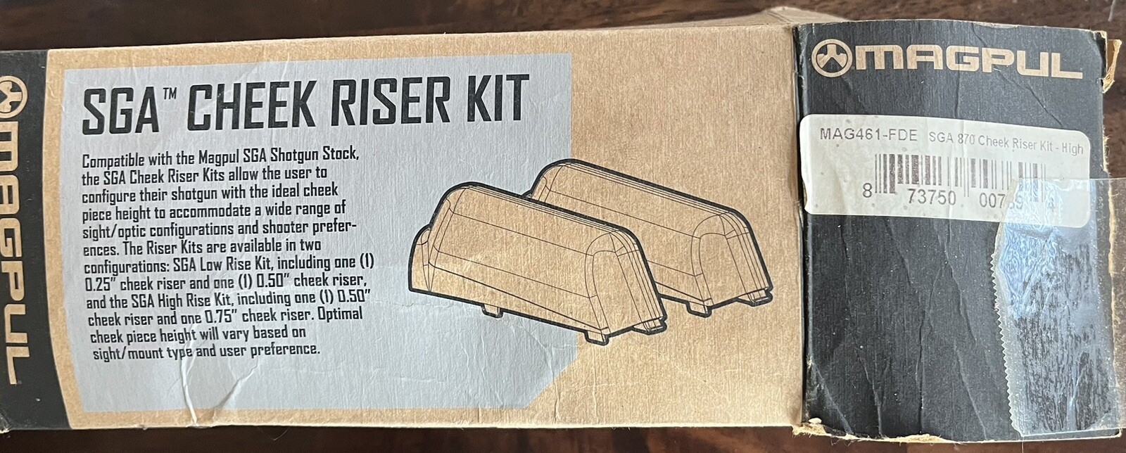 MAGPUL SGA Stock Cheek Riser Kit X2 HIGH 0.75" & 0.50" MAG461-FDE | eBay