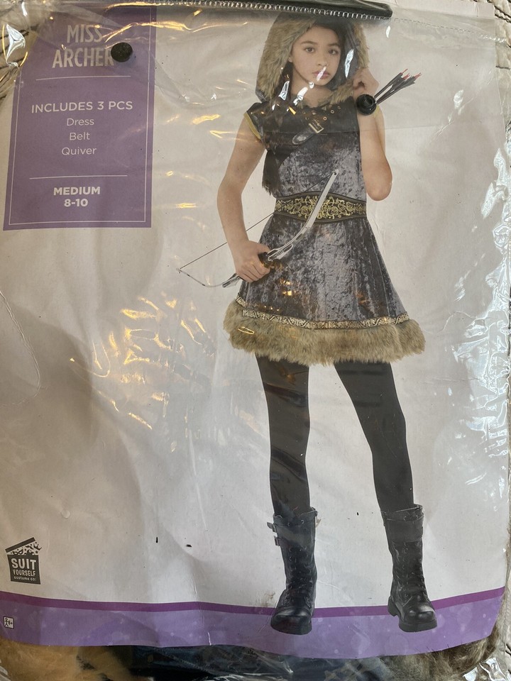 CHILDS/TEEN 3 PIECE HALLOWEEN MISS ARCHER COSTUME SIZE Medium 8/10 | eBay