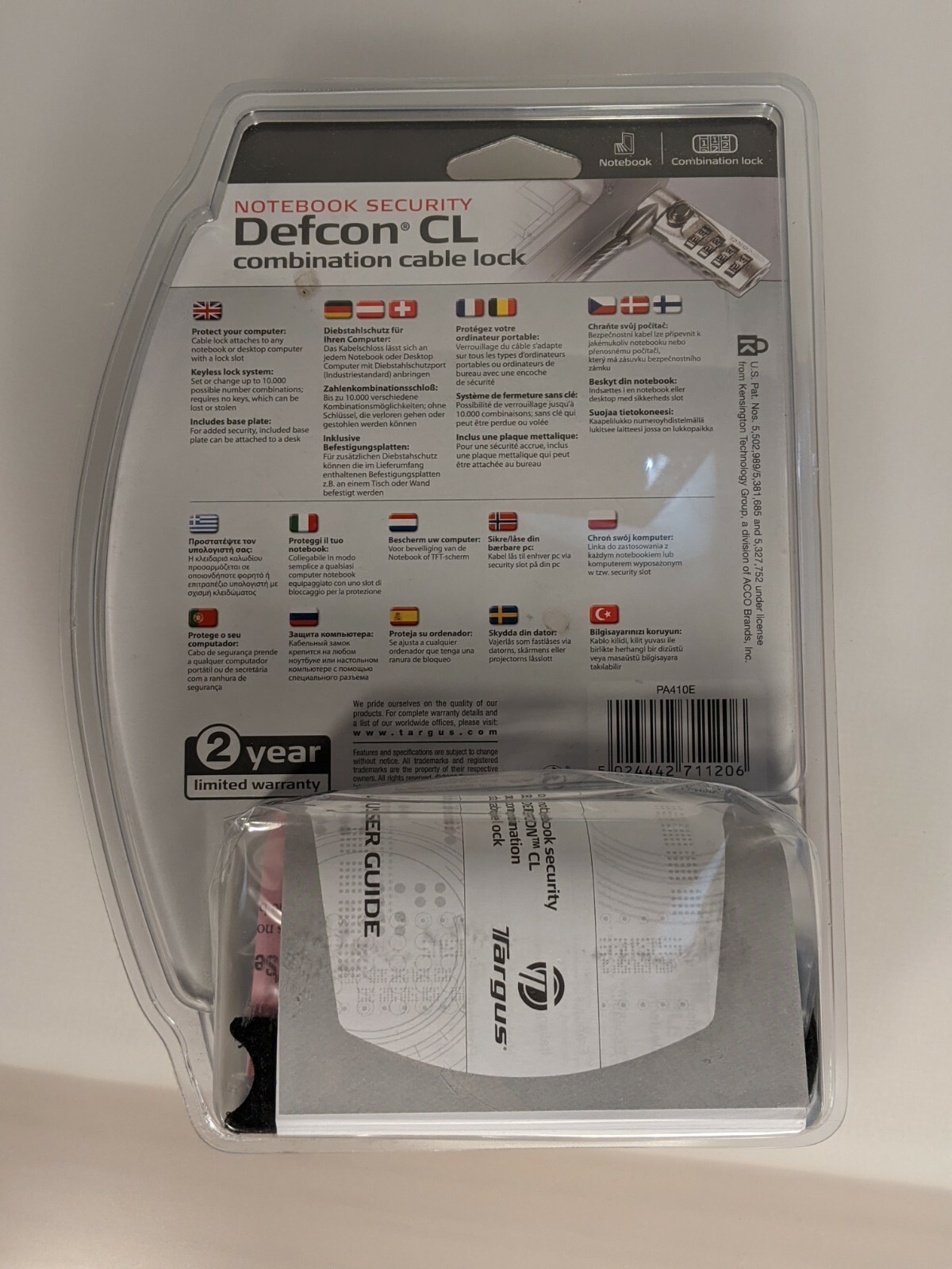 Pa410e Targus Defcon CL Cable Lock 2.1 M 5024442711206 for sale online ...