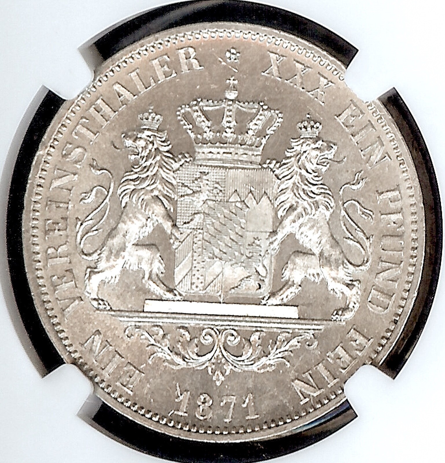 German States Bavaria 1871 Taler Coin Thaler NGC MS 61 VZ/F.STG UNC ...
