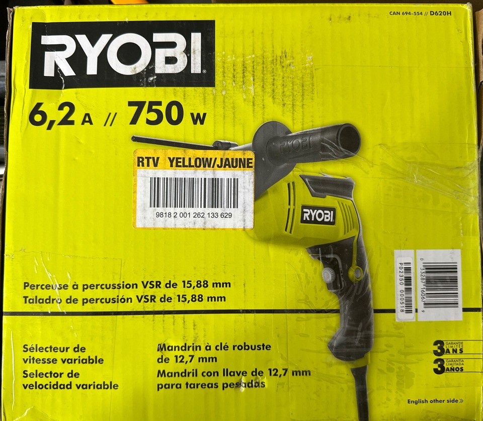 Ryobi D620H 5/8 inch Variable Speed Reversible Hammer Drill 33287160679 ...