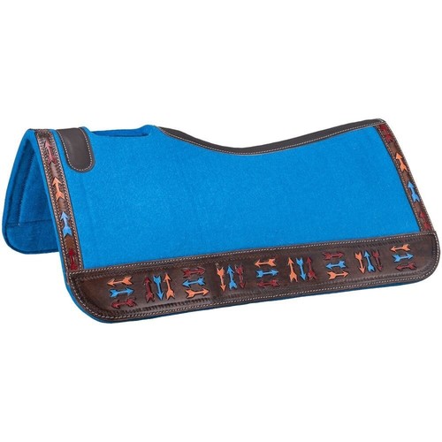 Blue triple arrow contoured felt Western saddle pad 31" x 32 x 1" Tough ...