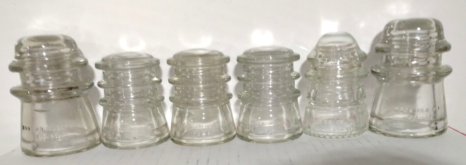 Lot of 6 Vintage Hemingray glass insulators--3 Hemingray 10's, 1-- 12 ...
