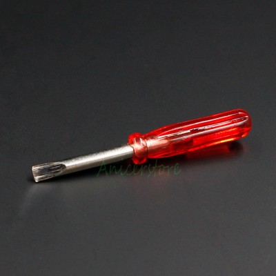 100pcs 45mm x 3.0mm Mini Flat Slotted Word Screwdriver Repair Tool Red ...