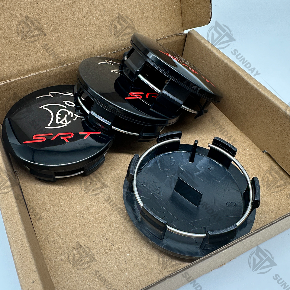 4X Gloss Black Hellcat SRT Wheel Center Caps Rim Center Covers For SRT ...