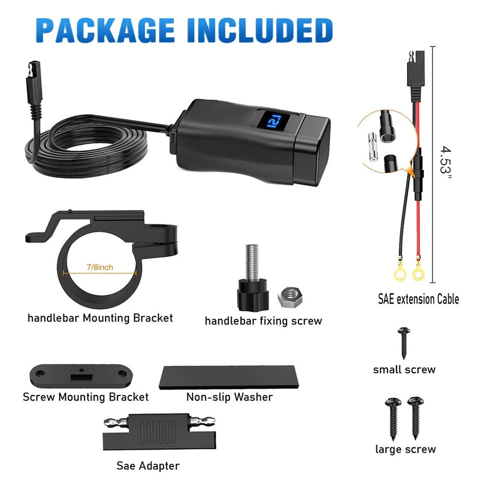 Dual Waterproof USB Port Motorbike Motorcycle Charger Socket Black ...