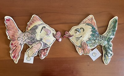 New Blue Sky Clayworks "Kissy Fish" Wall Plaques by Heather Goldminc ...