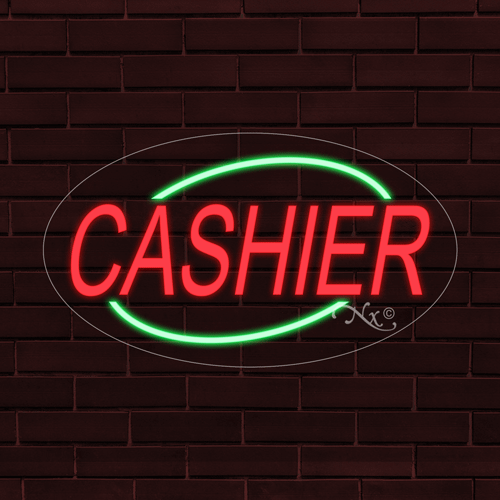 NEW "CASHIER" w/BORDER OVAL 28x16x1 INCH LED FLEX WINDOW/WALL INDOOR ...