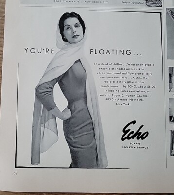 1956 Echo Women's Chiffon Scarf You're Floating Vintage Fashion ad | eBay