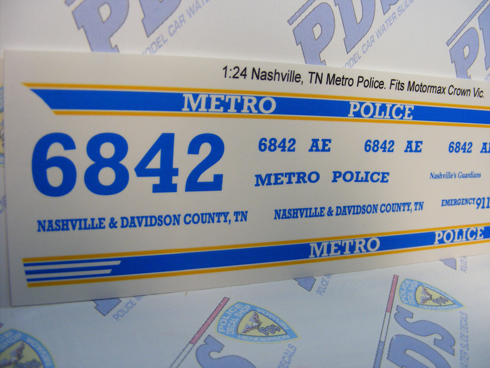 Nashville, TN Metro Police 1/24 Waterslide Decals 1:24 Fits Motormax ...