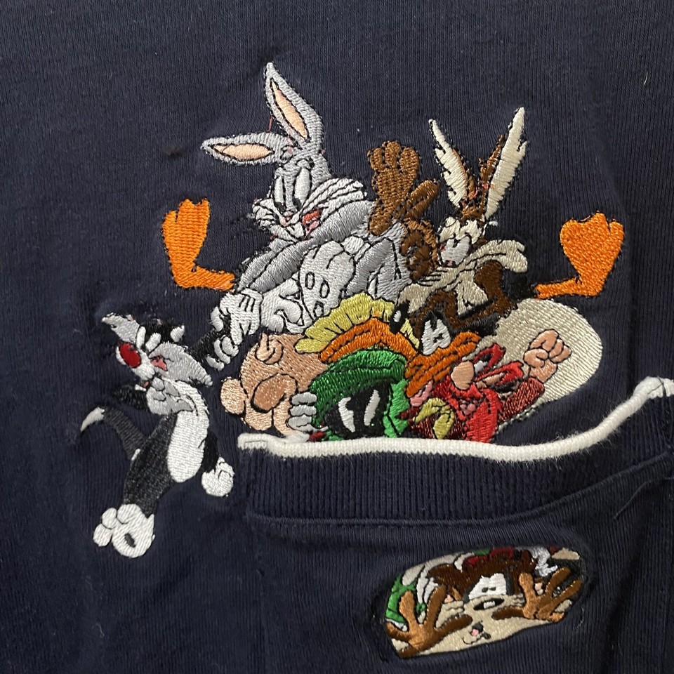 Warner Bros WB Studio Store Embroidered Tee Shirt Marvin Bugs Taz Sam ...