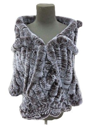 Real Rex Rabbit Fur Cape Coat Winter Warm Semicircle Poncho Wedding ...