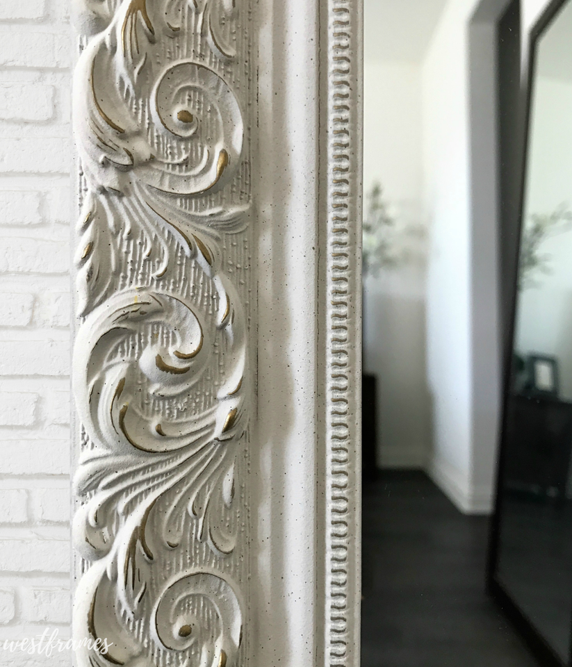 West Frames Bella French Ornate Embossed Antique White Wood Framed Wall ...