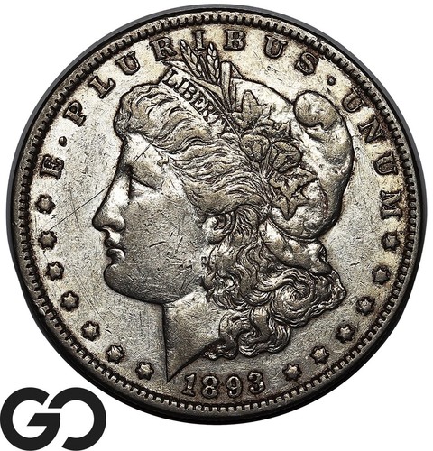 1893 Morgan Silver Dollar Coin, AU Wholesale Bid: 660, Tough Better ...