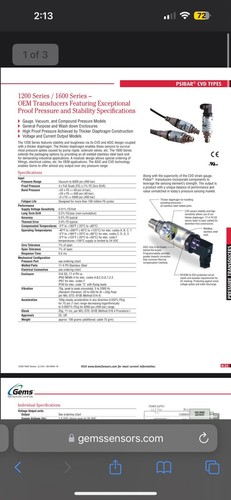 GEMS Sensor 1200BGG3002A3UA 0-300psig pressure transducer 4-20ma | eBay