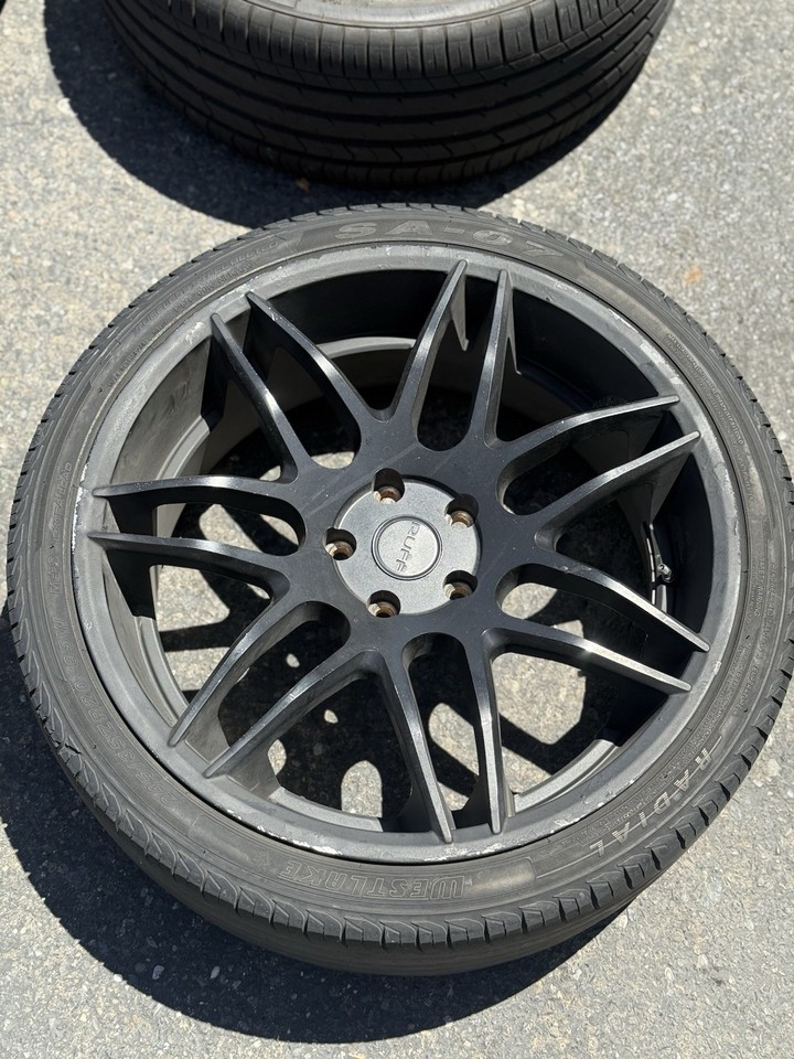 Set of 4 – 20” Black Rims with Tires + Lug Nuts - Good Condition | eBay