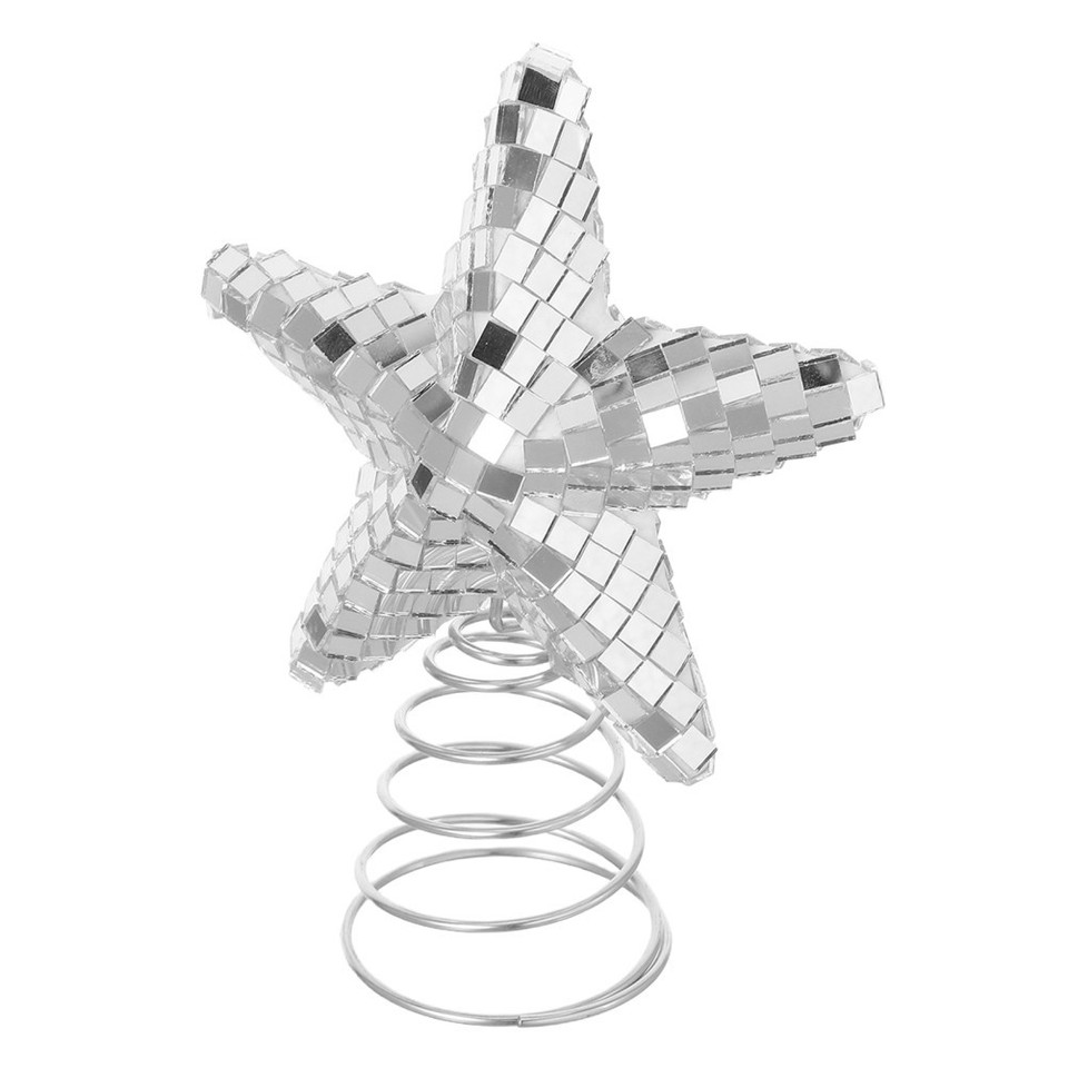 Disco Ball Star Christmas Tree Topper Reflective Glass Mirror Ball 70s ...