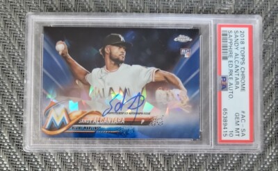 SANDY ALCANTARA 2018 Topps Chrome Sapphire AUTO RC Rookie Card PSA 10 ...
