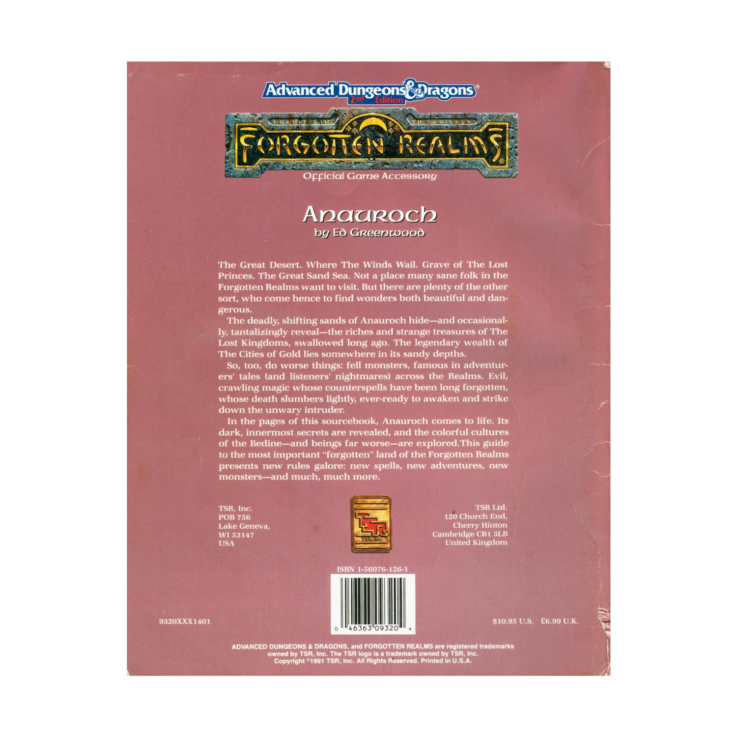 1991 Ad&d Fr13 Forgotten Realms 2nd Edition Anauroch TSR 9320 D&d Vtg ...