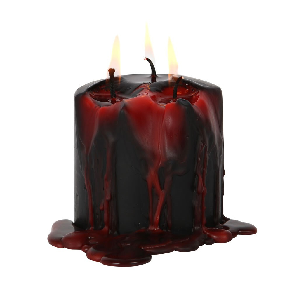 Gothic Black & Red Vampire Tears 'Bleeding' Taper / Pillar Candle ...