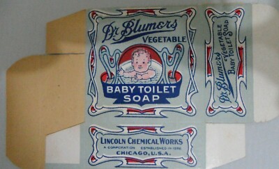 ANTIQUE DR. BLUMER'S VEGETABLE BABY TOILET SOAP BOX ONLY CUTE BABY OR ...
