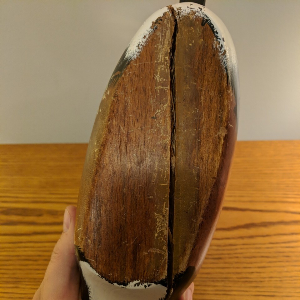 Vintage Wood Duck Mantel Topper Decoy Hand Painted Carved 16" Red Head ...