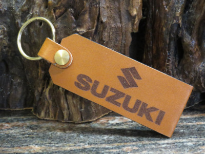 SUZUKI motorcycle key chain DOUBLE SIDED Genuine leather key ring 2425 ...