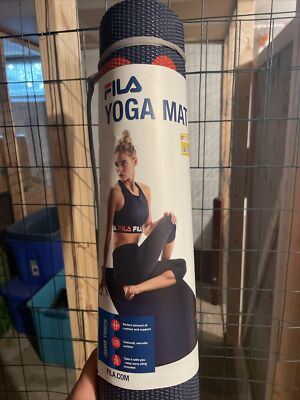 Fila Classic Yoga Mat With Carrying Strap Navy 3mm | eBay