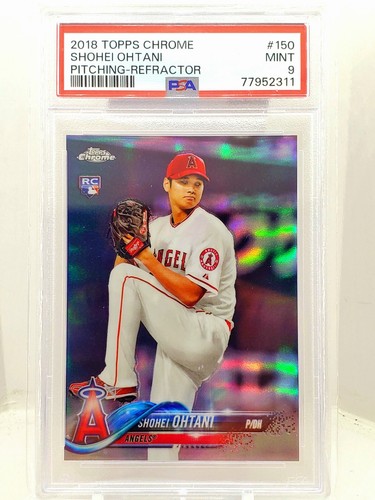 2018 Topps Chrome Shohei Ohtani Refractor RC #150 ROOKIE PSA MINT 9 ...