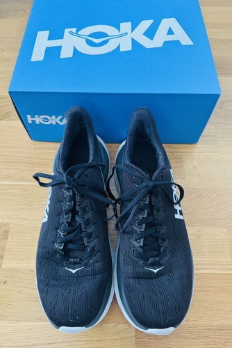 HOKA Mach 4 Shoes Mens 8.5 D Black White Athletic Running Sneakers Logo ...