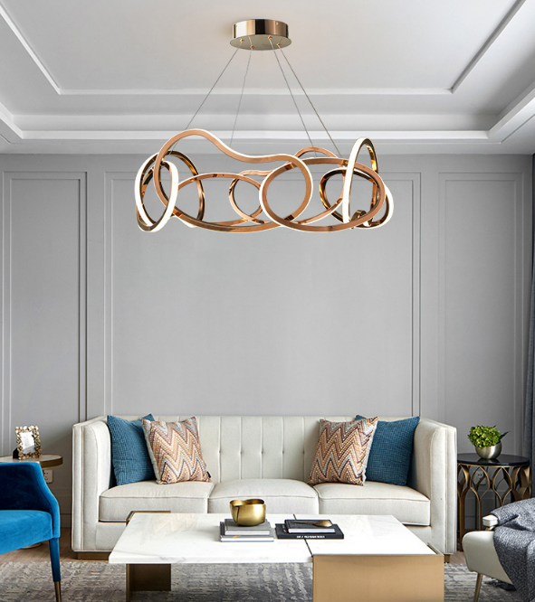 Modern Dimmable Stainless Steel Irregular Shape Light Ceiling ...