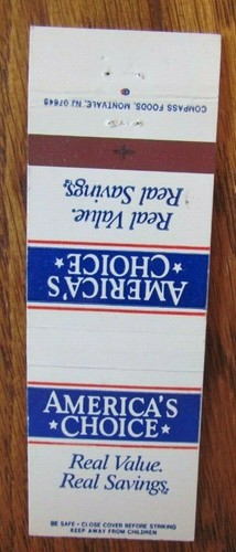 AMERICA'S CHOICE FOOD BRAND MATCHBOOK MATCHCOVER -F9 | eBay
