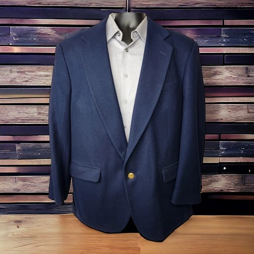 Stanley Blacker Sport Coat Blazer Mens 44R Blue Tweed Gold Button Wool ...