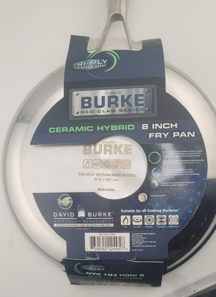 David Burke Geo Clad 8" Tri-Ply Stainless Hex Steel Hybrid Frying Pan ...