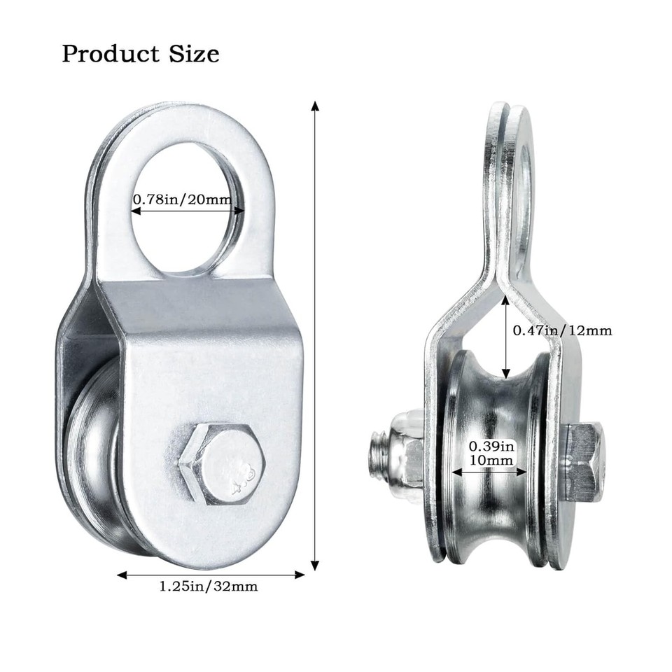 Cable Pulley 32mm Small Snatch Block for 0.23Inch/6mm Wire Rope, Single ...